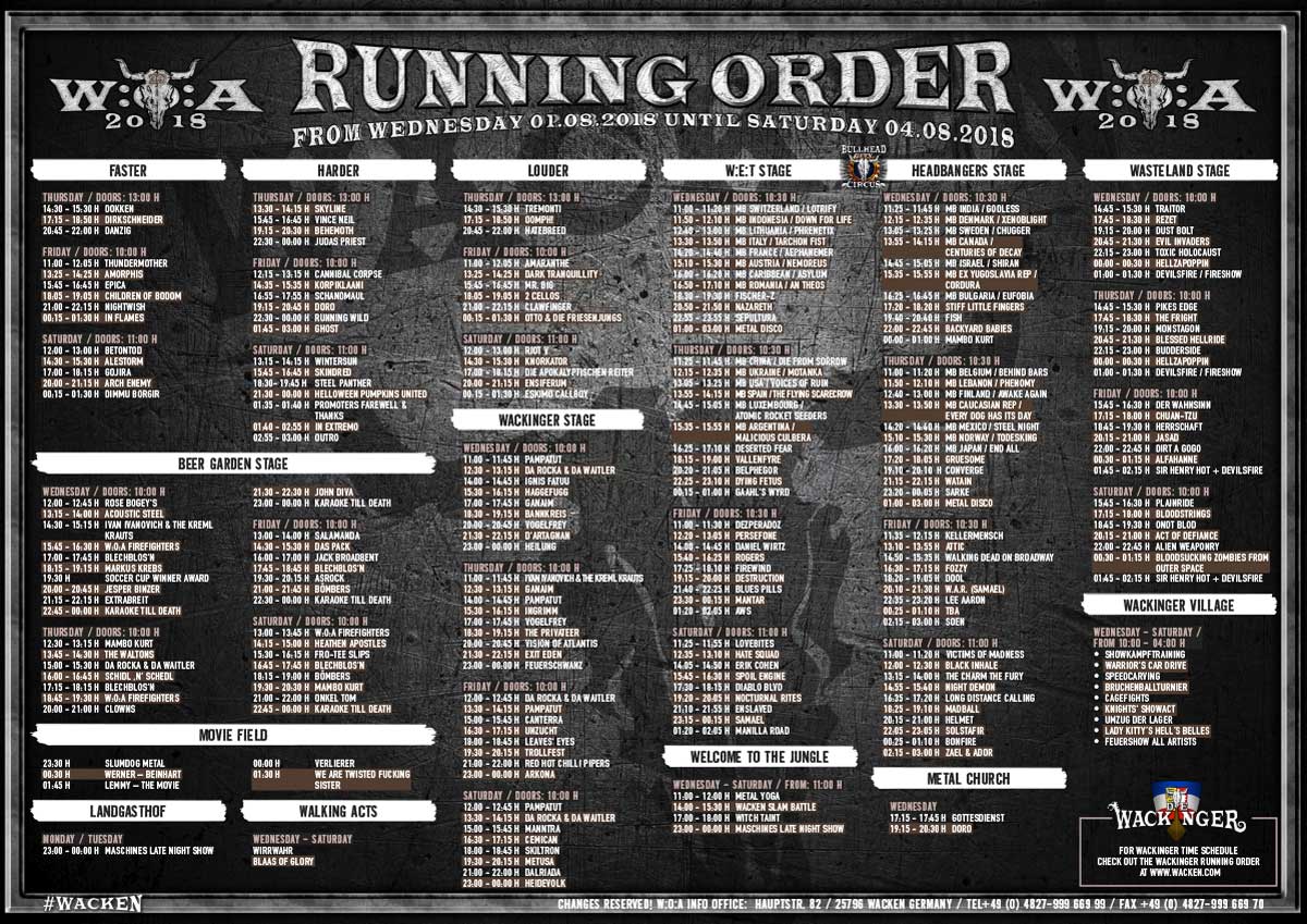 Printable Running Order online! | Wacken Open Air